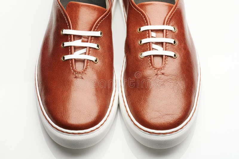 Toe of brown leather shoes stock image. Image of elegant - 217727069