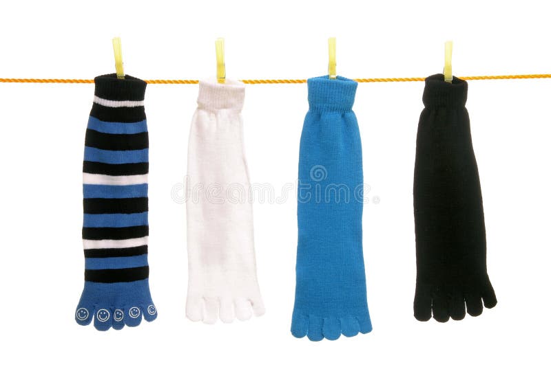 Toe Socks on a Clothes Line Stock Photo - Image of female, colorful ...