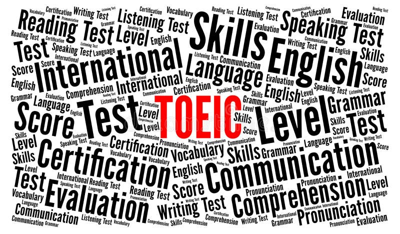 TOEIC word cloud concept stock illustration. Illustration of ...
