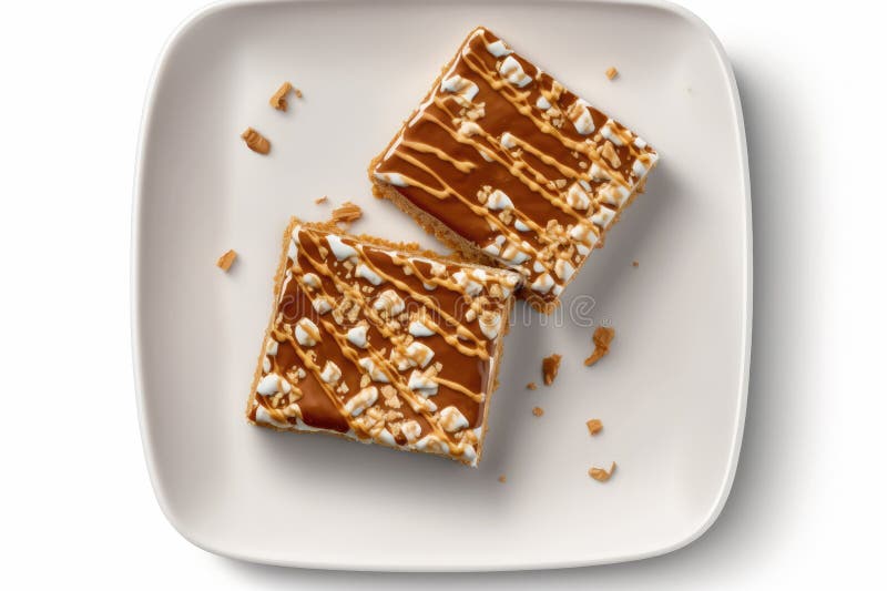 Toffee Bars on Plate, White Background. Generative AI Stock ...