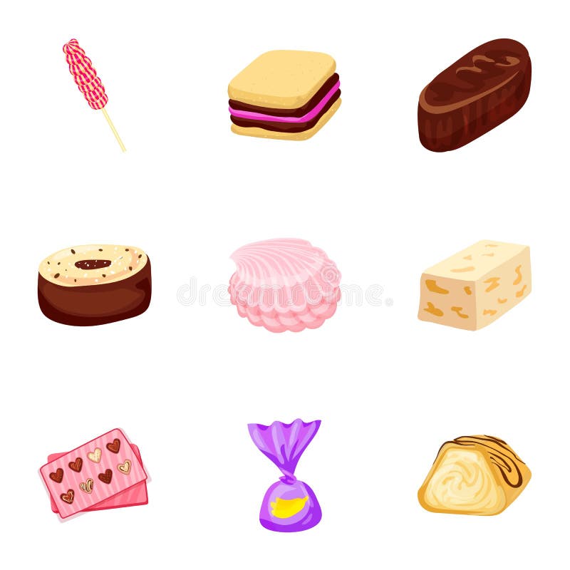 Toffee Candy Icon Set, Cartoon Style Stock Vector - Illustration of ...