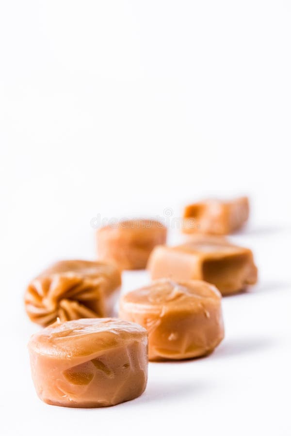 Toffee Caramel Candies Isolated on White Background. Stock Image ...