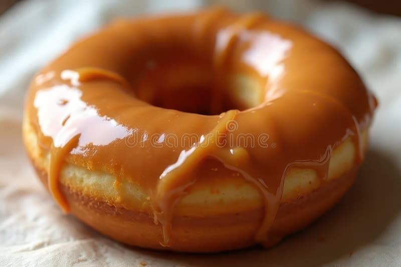 Toffee Glazed Donut Closeup Stock Illustration - Illustration of ...
