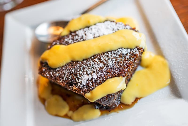 Toffee Pudding with Custard Stock Image - Image of food, dessert: 30003593