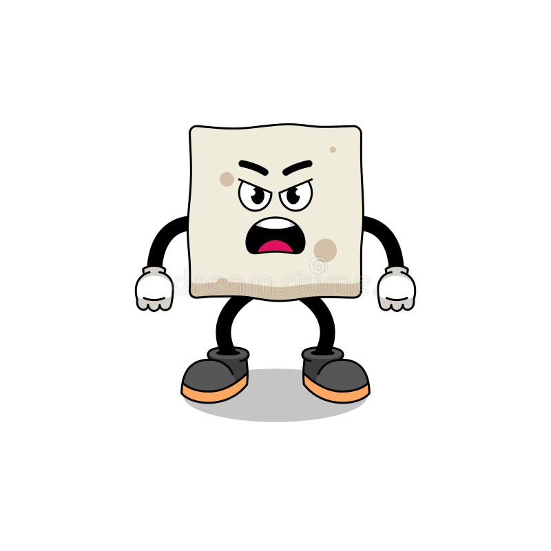 Tofu Cartoon Illustration with Angry Expression Stock Vector ...