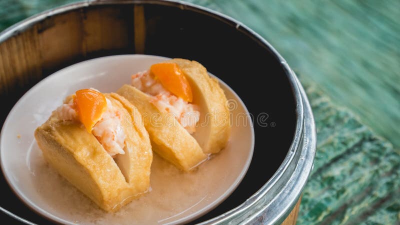Tofu Fish in Dim Sum Basket. Stock Photo - Image of white, basket: 82977852