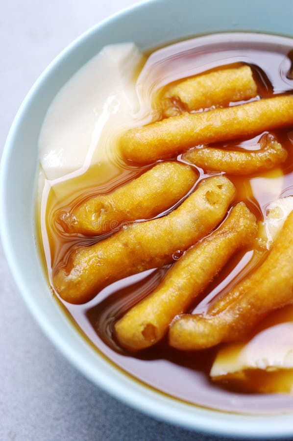 Tofu Pudding Dessert with Mini Deep-fried Dough Stick Stock Photo ...
