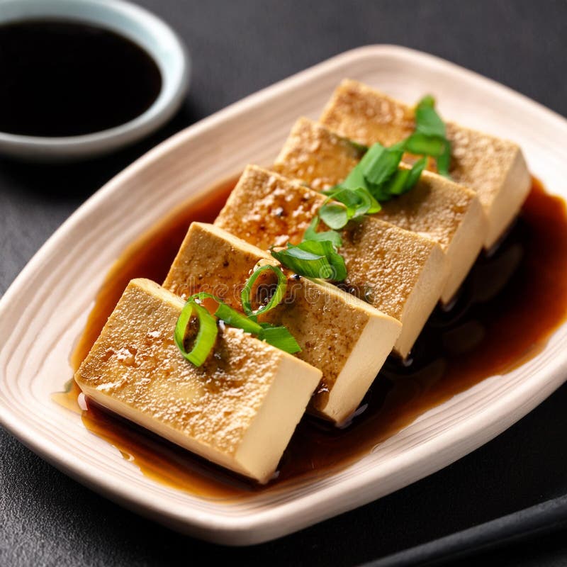 Tofu Slices in Soy Sauce, AI Generated Stock Illustration ...