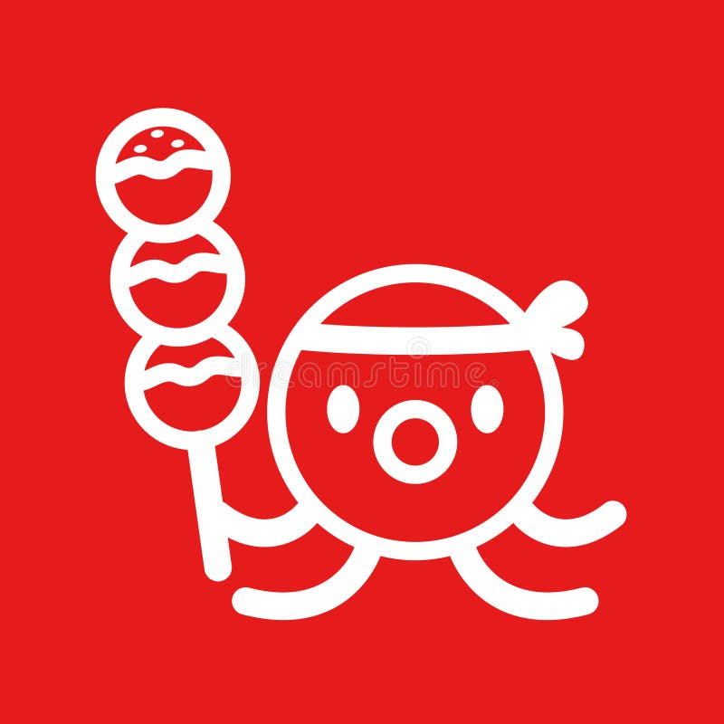 Cartoon Octopus with Takoyaki. Takoyaki is Japanese Food Stock Vector ...