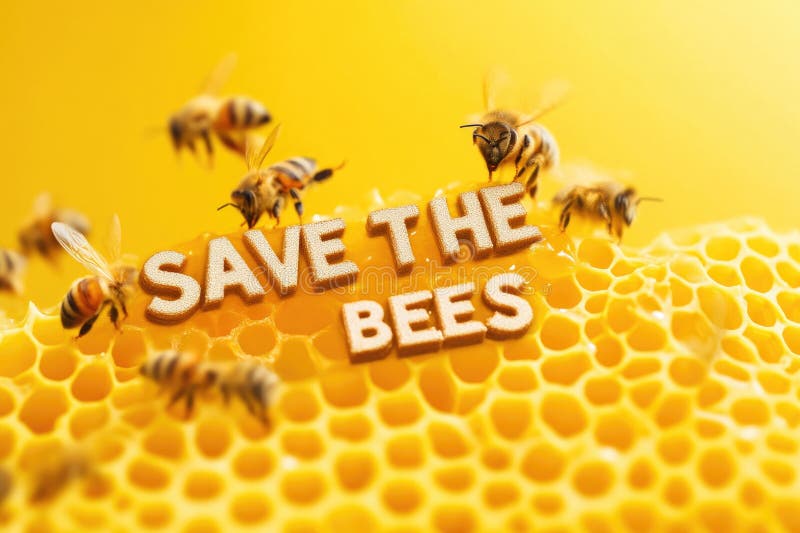 Together we Can Save Our Bees. Stock Illustration - Illustration of ...