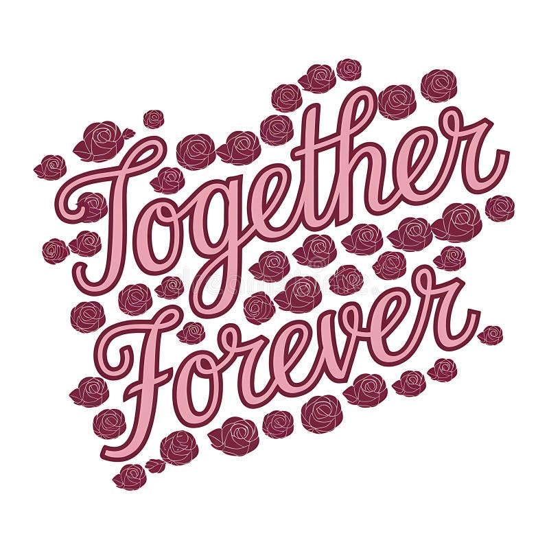 Together Forever Roses Heart Design Romantic Love Stock Illustration ...