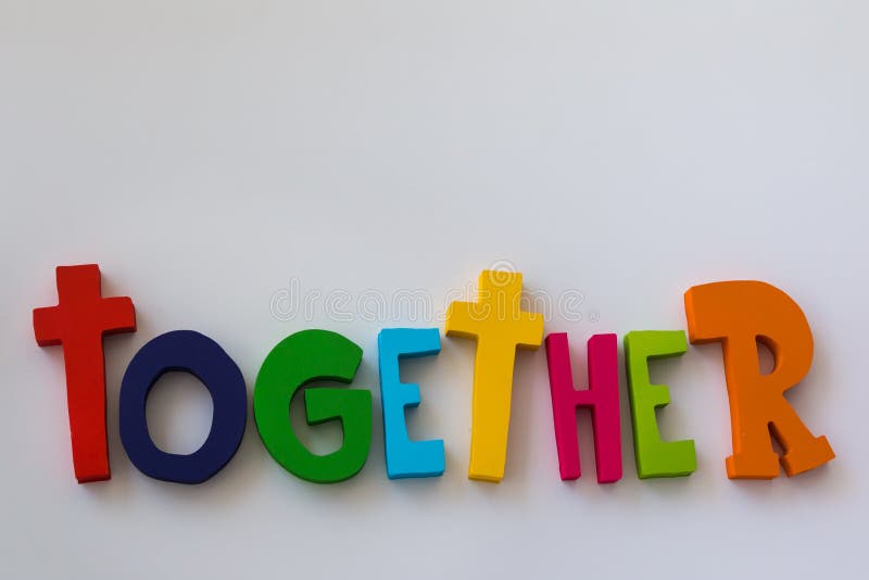 Together Letters: Text Message on White Background Stock Photo - Image ...