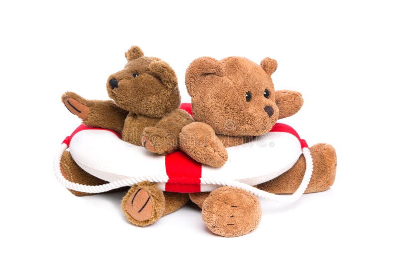 Friends Help: Teddy Bears Back To Back Giving Support Isolated Stock ...