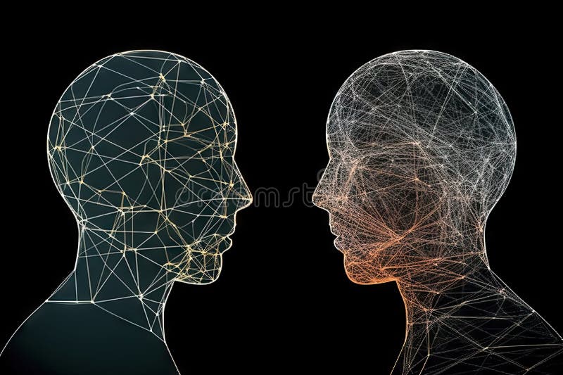 Together Thinking Communication Circle Lines Connected Heads Human Two ...