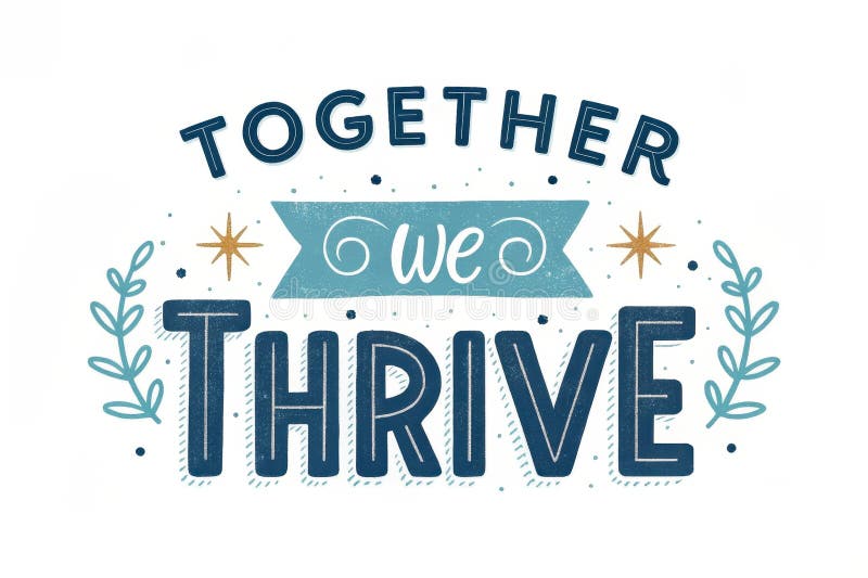 Together we Thrive: Inspirational Typography with Decorative Elements Stock Image - Image of ...