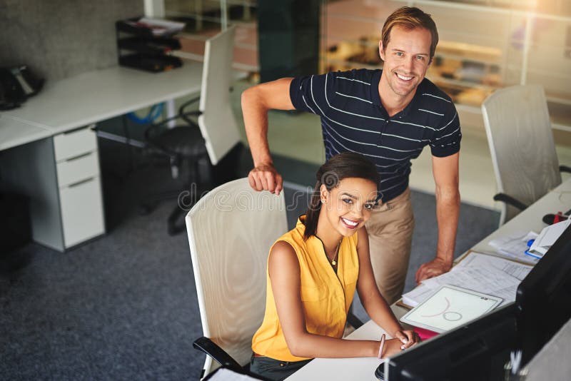 Together, Weve Got this. Portrait of Two Smiling Colleagues Working ...