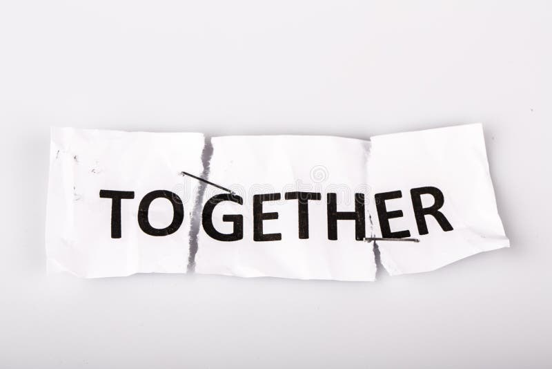 TOGETHER Words Written on Torn and Stapled Paper Stock Image - Image of ...