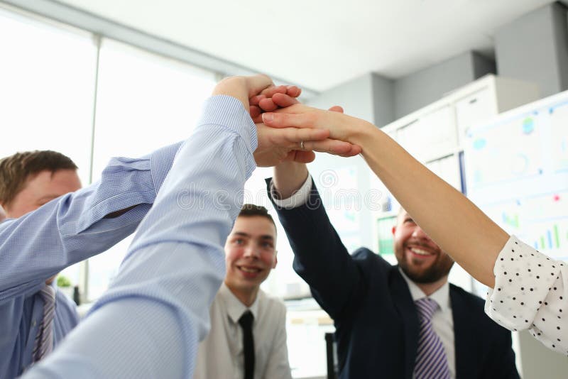 Togetherness Team Workers at Meeting in Office. Stock Photo - Image of ...