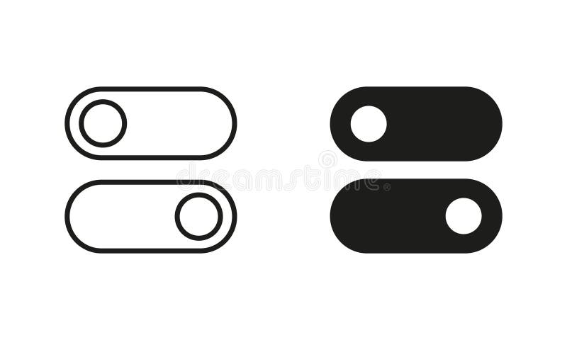 Toggle Buttons Line and Silhouette Icon Set. Slide on and Off Symbol ...