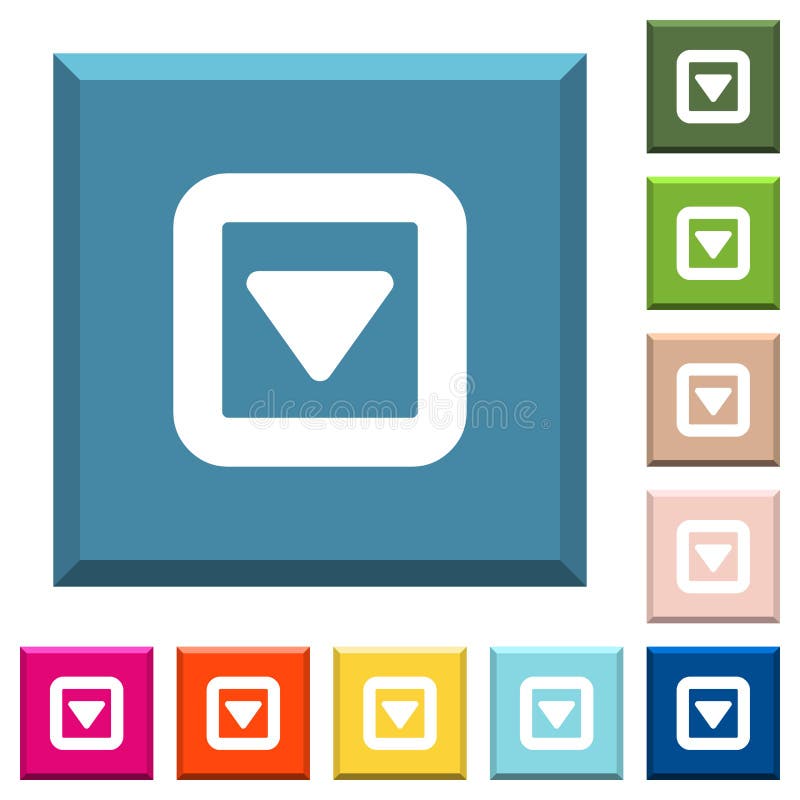 Toggle Down White Icons on Edged Square Buttons Stock Vector ...