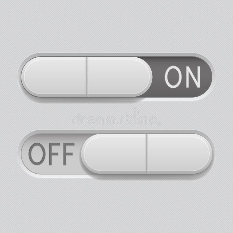 Toggle Switch Buttons. on and Off 3d Oval Gray Icons Stock Vector ...