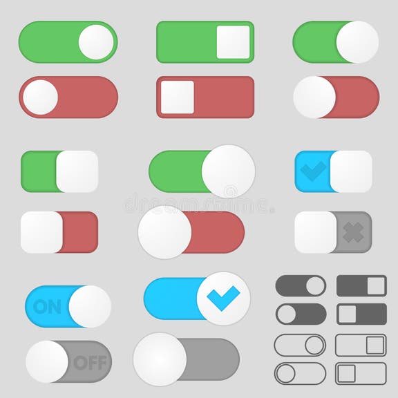 Toggle Switch Buttons Pack. Stock Vector - Illustration of media ...
