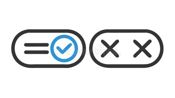 Toggle Switch Checkmark Cross UI Icon for Yes No Option, Vector Design ...