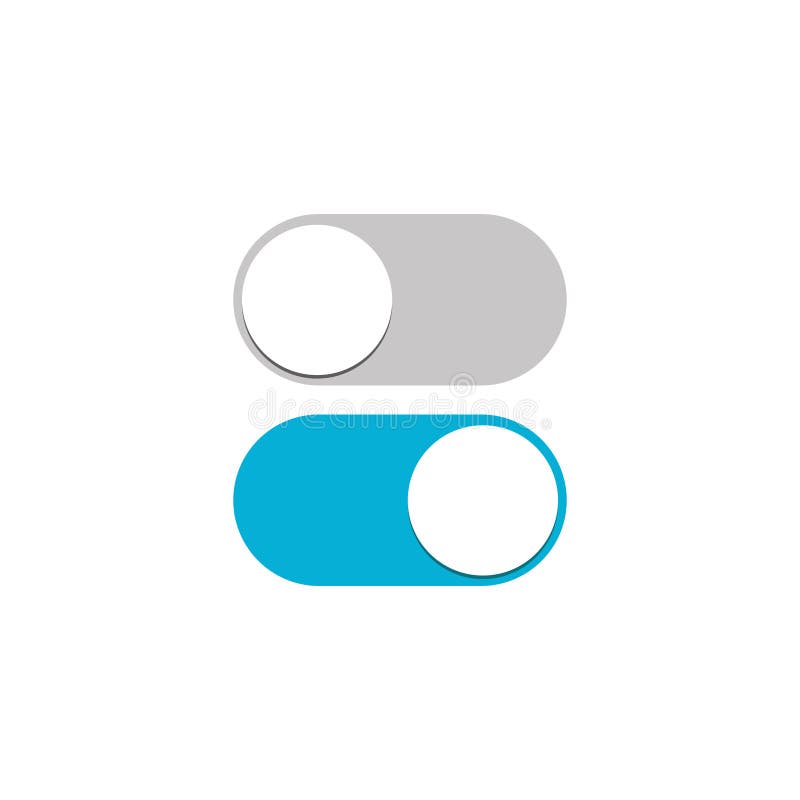 Toggle Switch Icon, Blue on, Gray Off, Vector Illustration in Flat ...