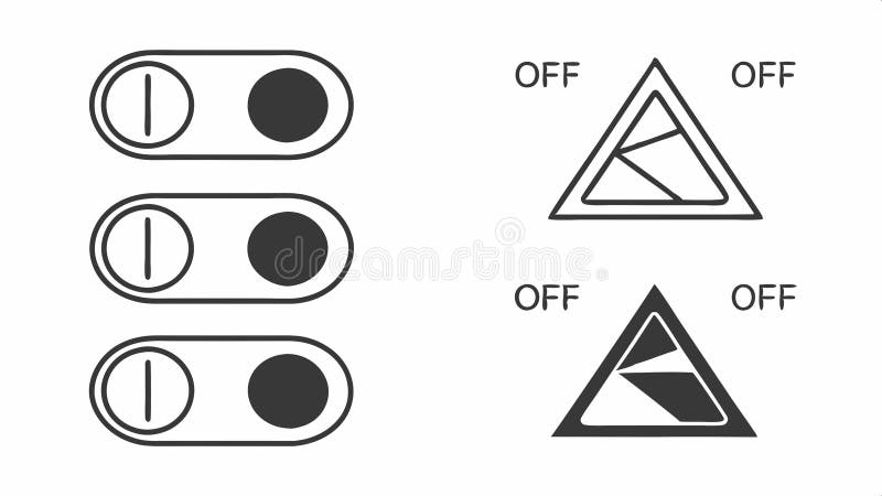 Toggle Switch Set, on and Off Control Button Design Element Vector Design Generative AI Stock ...