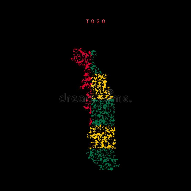 Togo Flag Map, Chaotic Particles Pattern in the Togolese Republic Flag ...