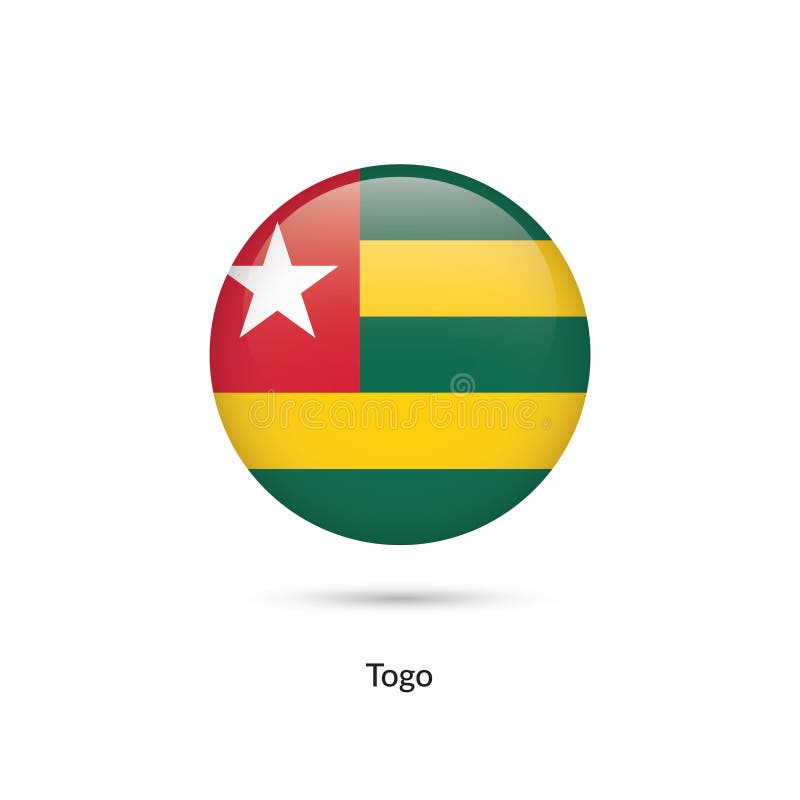 Togo Flag - Round Glossy Button Stock Vector - Illustration of circle, color: 116207224