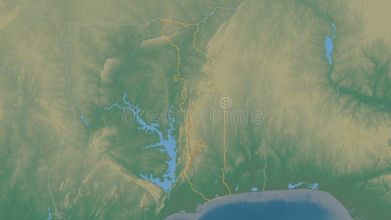 Togo - overview. Relief stock illustration. Illustration of africa ...
