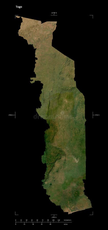 Togo Shape on Black. Low-res Satellite Stock Illustration ...