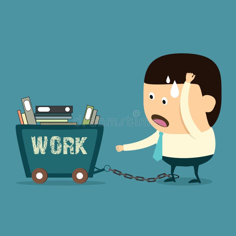 Cartoon Businessman Toil and Work Hard Stock Vector - Illustration of ...