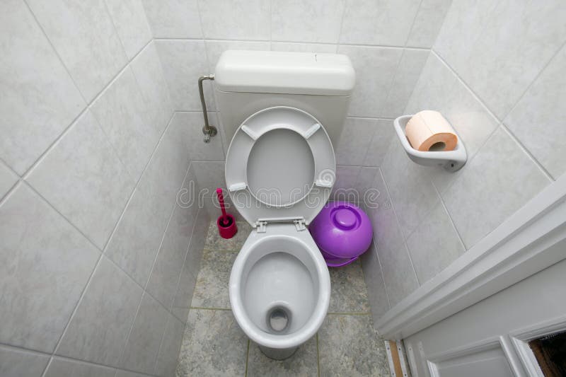 Indoor Toilet with a Messy Floor Stock Image - Image of open, tissue ...
