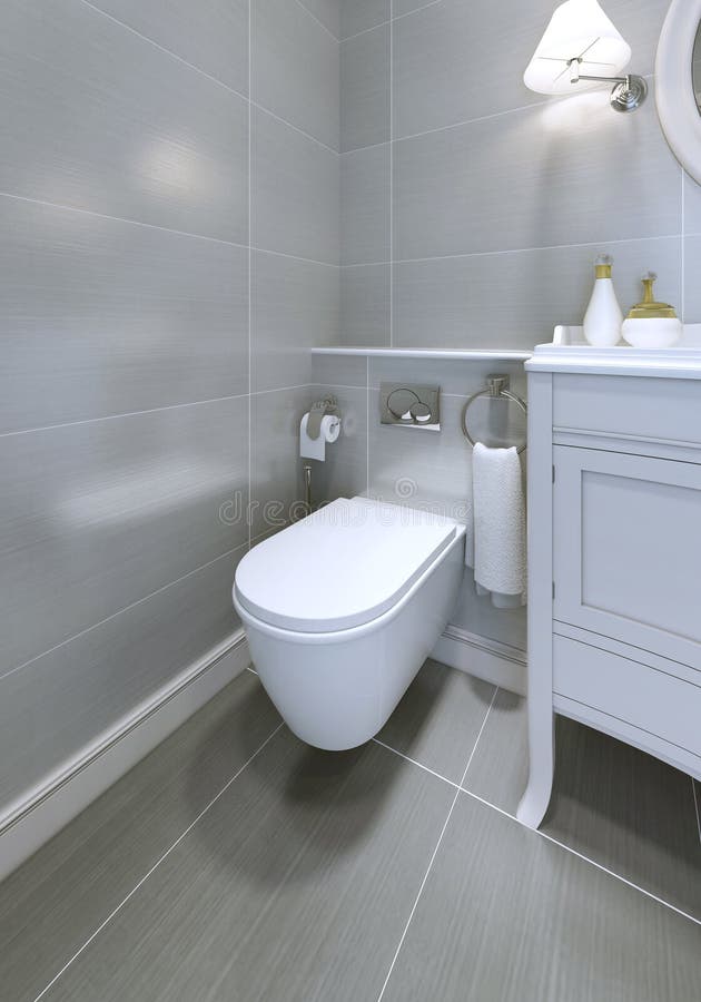 Toilet in Bathroom Classic Style Stock Image - Image of lamp, bright ...