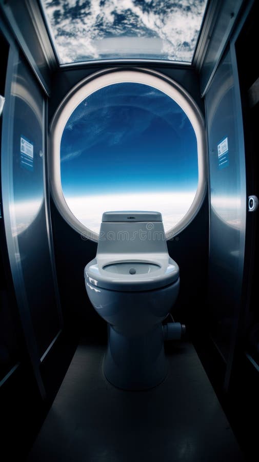 A Toilet in a Bathroom with a Sky View. Generative AI Image. Stock ...
