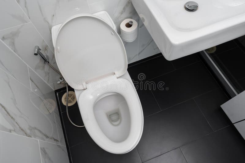 Toilet bowl in bathroom stock image. Image of lavatory - 326567117