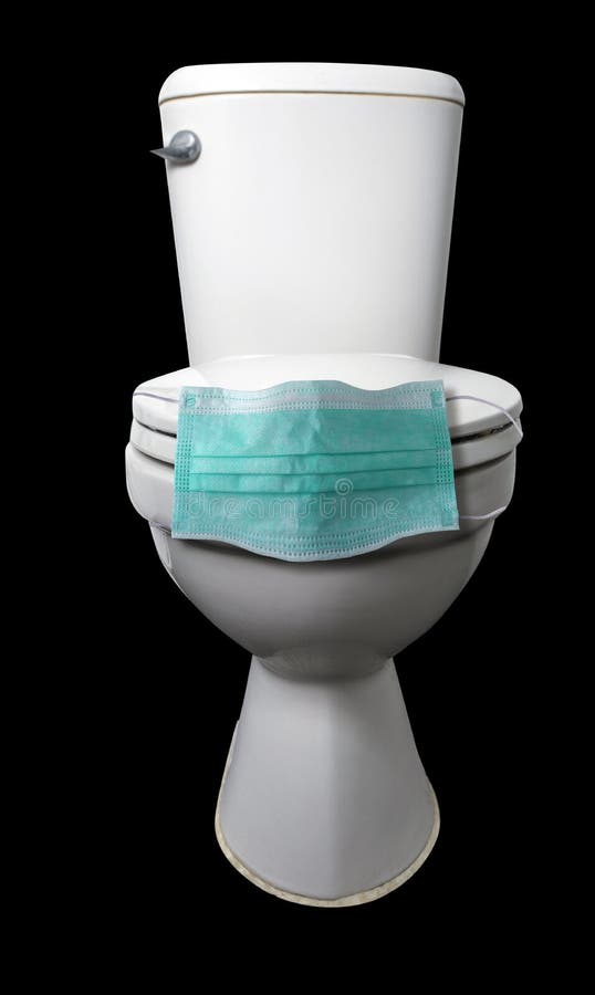 Toilet Bowl on Black with Protective Face Mask Stock Image - Image of ...