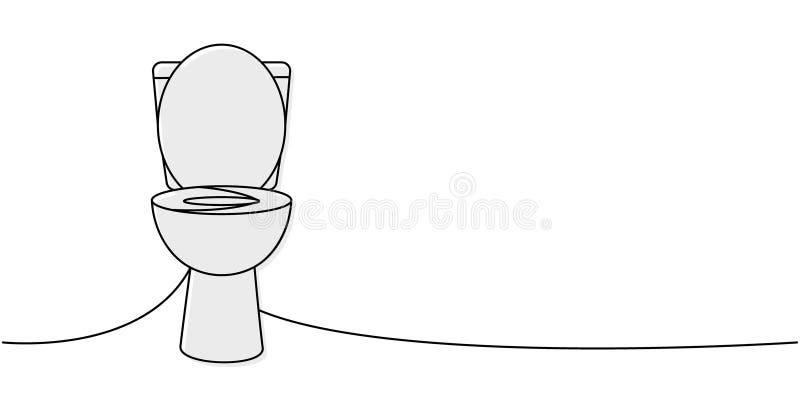 Toilet Bowl One Line Colored Continuous Drawing. Cleaning Service Tools ...