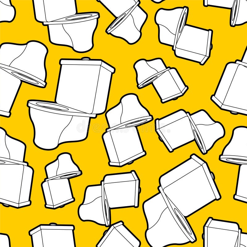 Toilet Bowl Pattern Seamless. Lavatory Background Cartoon Style Vector ...