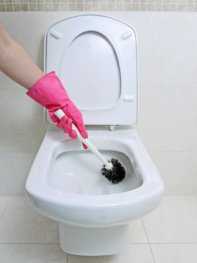 Toilet cleaning stock photo. Image of chores, glove, domestic - 23369974