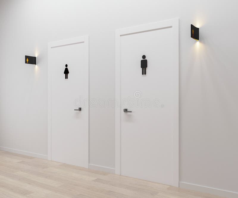 Toilet Doors, Women and Men Toilet Door, Wc Door, 3d Render Stock ...