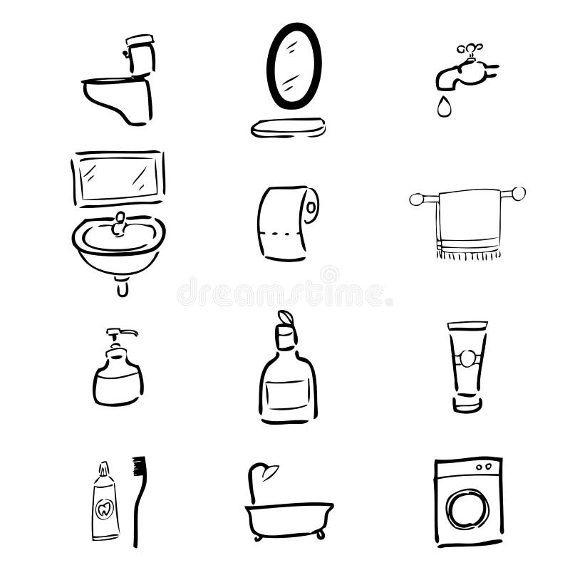Toilet drawing icons set2 stock vector. Illustration of isolated - 47882755
