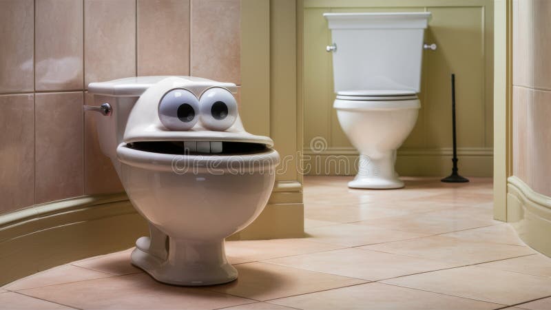 A Toilet with a Face on it in the Bathroom, AI Stock Photo - Image of ...