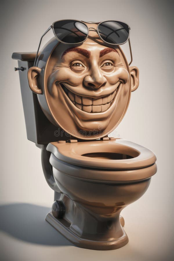 A Toilet with a Face on it and Sunglasses, AI Stock Image - Image of ...
