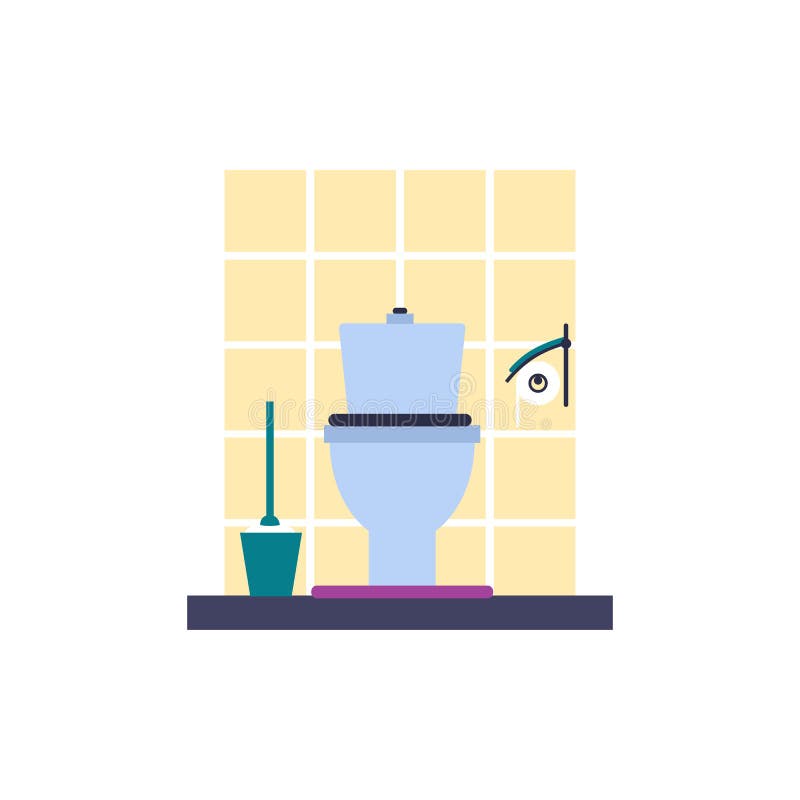 Toilet in a Flat Style. Vector Stock Vector - Illustration of apartment ...