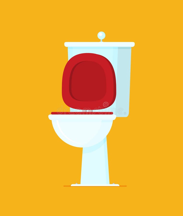 Toilet Flat Vector Illustration Stock Vector - Illustration of bathroom ...
