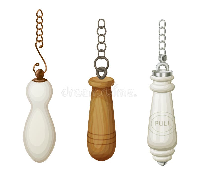 Toilet Flushes Pull Down Handles with Chains Vector Icons Isolated on ...