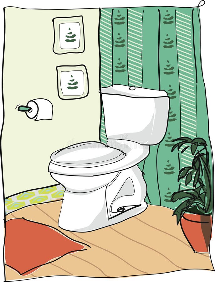 Toilet in home. stock vector. Illustration of decor, room - 92180842